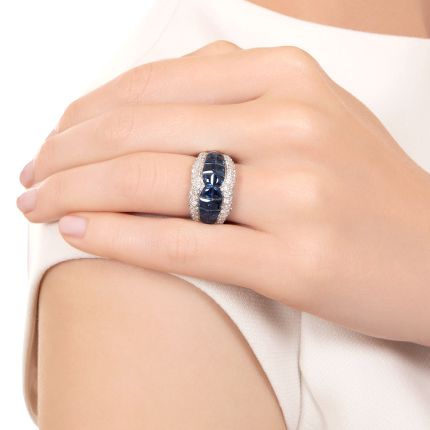 Invisibly Set Sapphire And Diamond Bow Ring Size