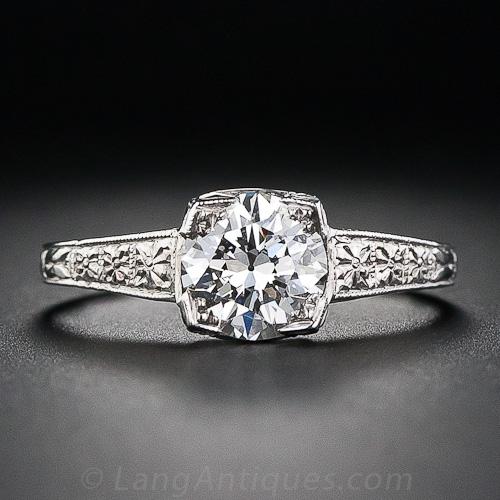 1.10 Carat Art Deco Diamond Engagement Ring