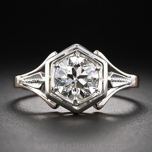 1.10 Carat Art Deco Diamond Solitaire Ring