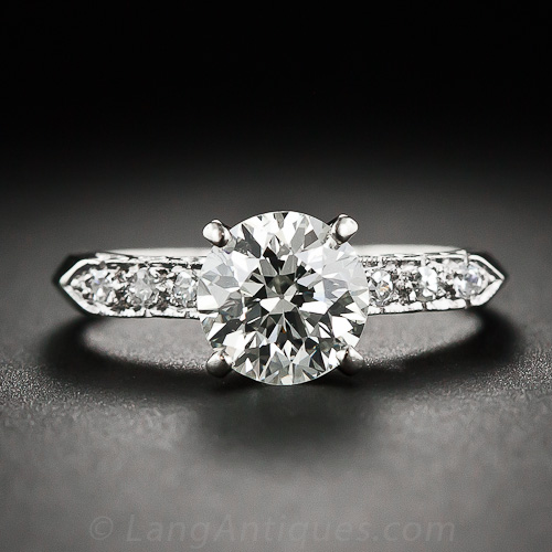 1.35 Carat Diamond Mid-Century Engagement Ring
