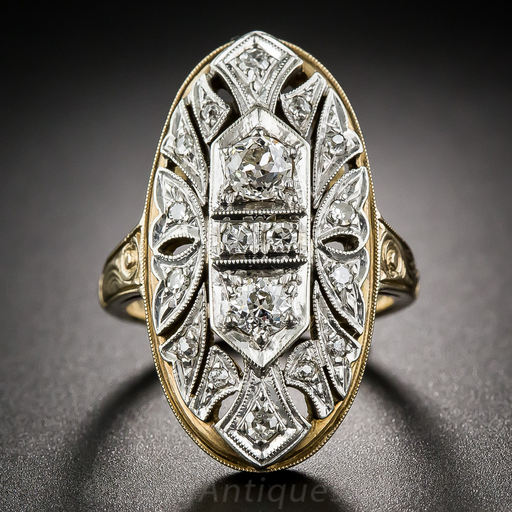 14K Two-Tone Gold Diamond Dinner Ring