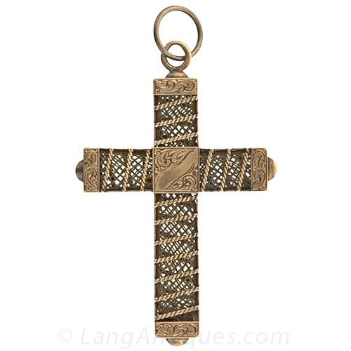 Victorian Cross with Woven Hair