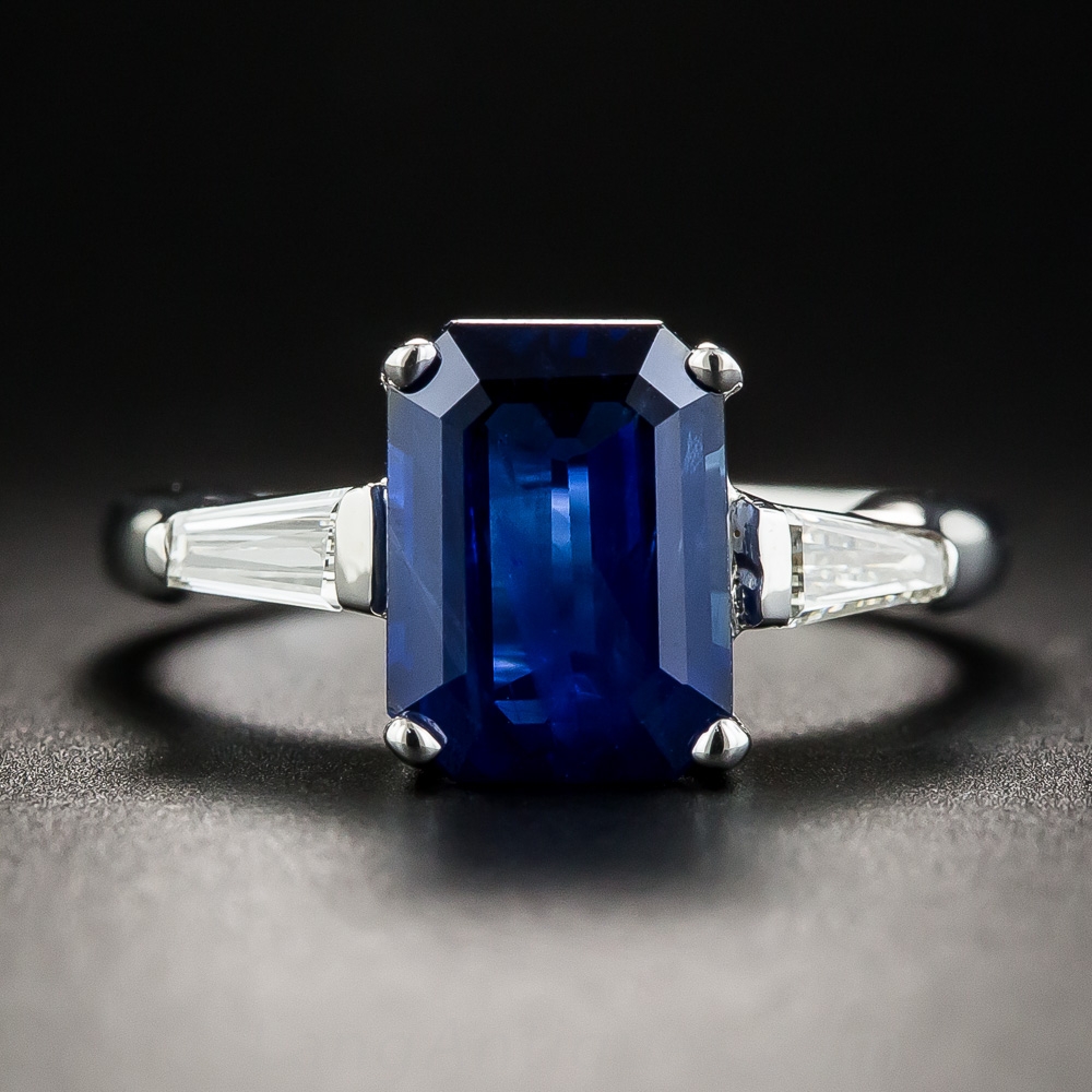 14k White Gold 2 89 Carat Emerald Cut Sapphire Diamond Ring 14k White Gold 2 89 Carat Emerald Cut Sapphire Diamond Ring