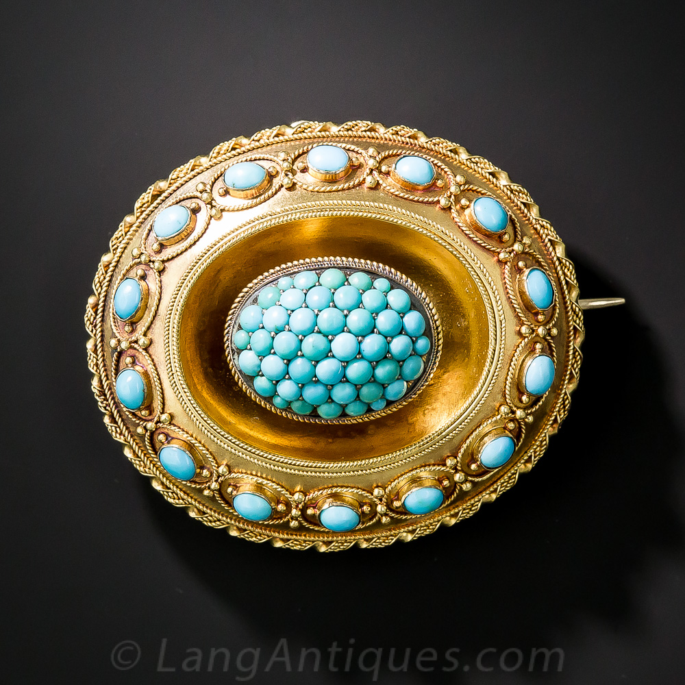 15K Victorian Turquoise Brooch Locket