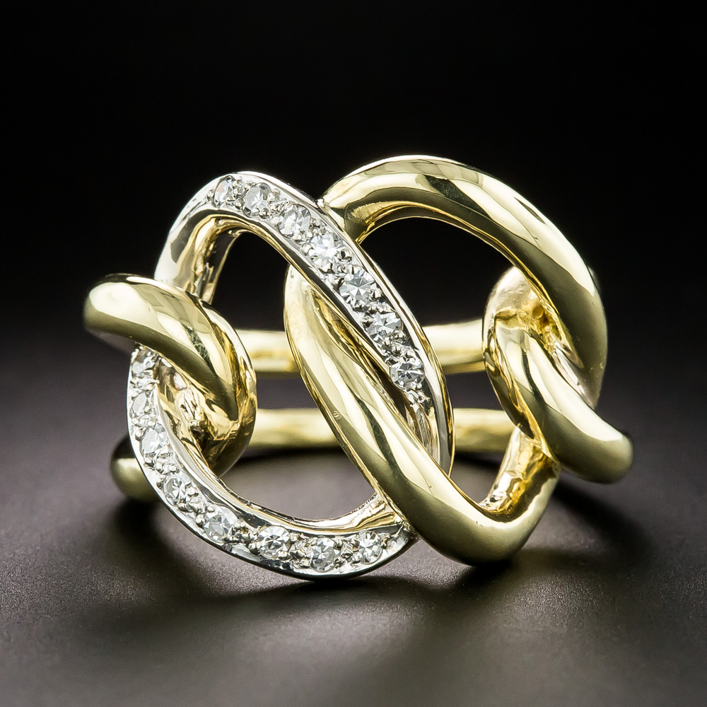18K Diamond Chain Link Ring