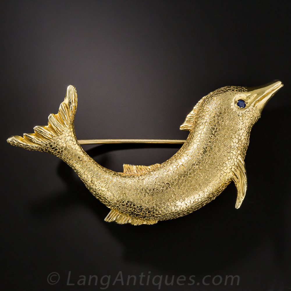 18K Dolphin Brooch