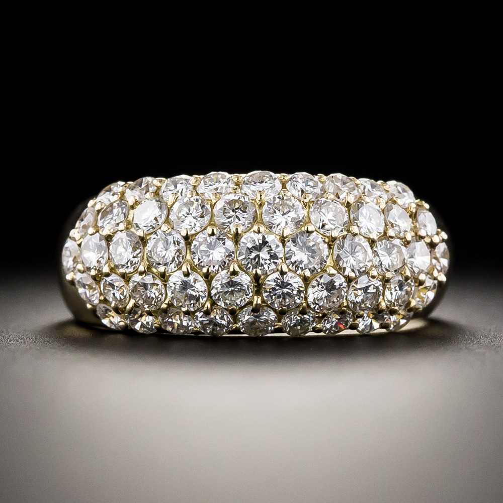 18K Five-Row Pavé Diamond Domed Band Ring