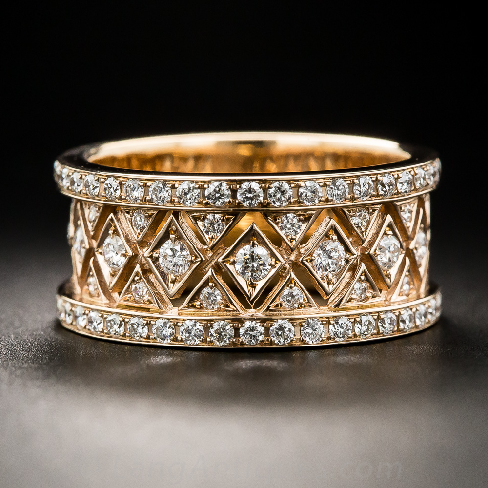 18K Rose Gold and Diamond Band Ring