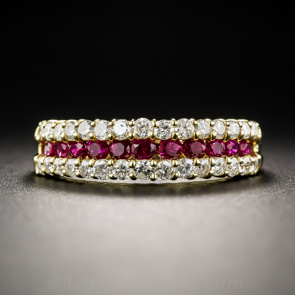 18K Ruby and Diamond Band Ring