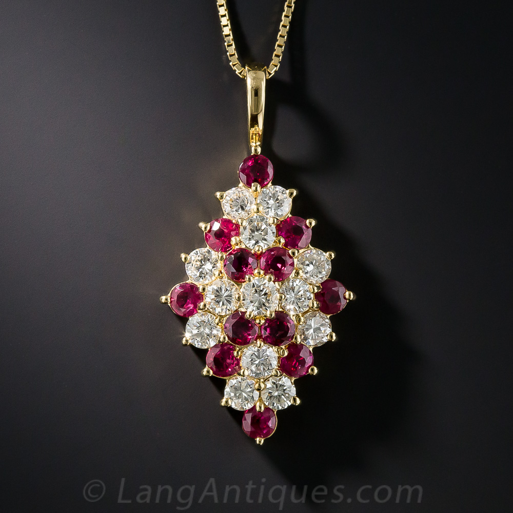 18K Ruby and Diamond Drop