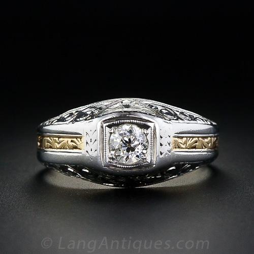 18K Two-Tone Gold Vintage Diamond Ring