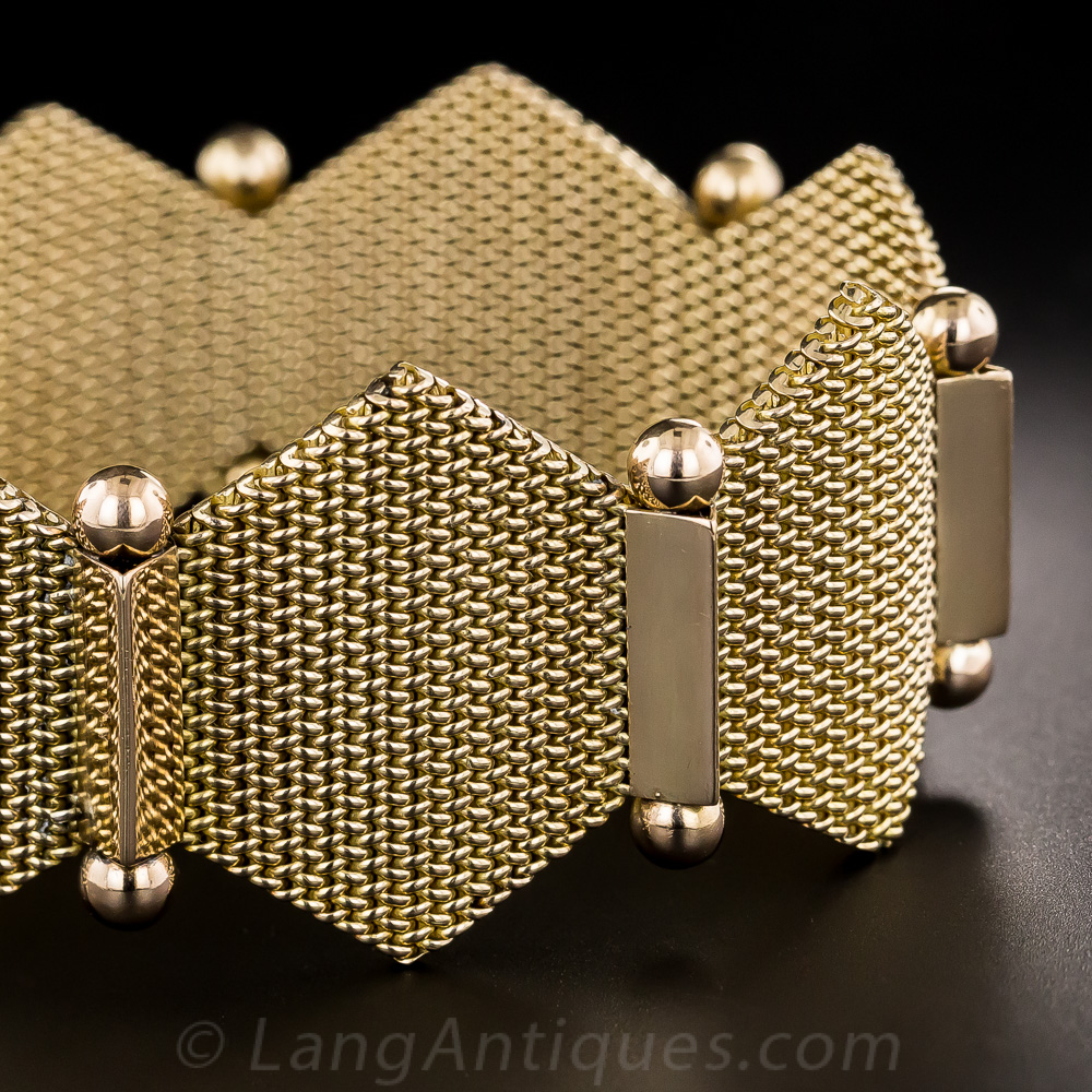 18K Two-Tone Hexagonal Link Mesh Bracelet
