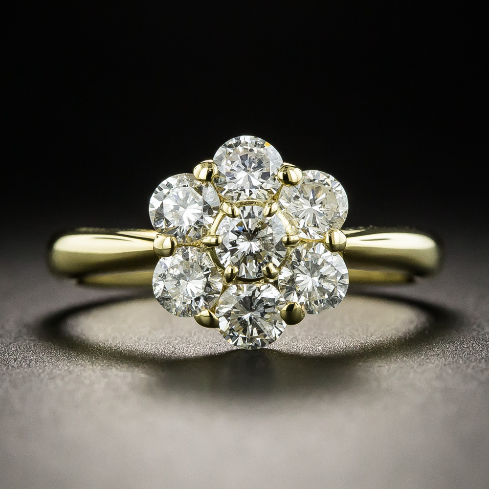 18K Yellow Gold Diamond Cluster Ring