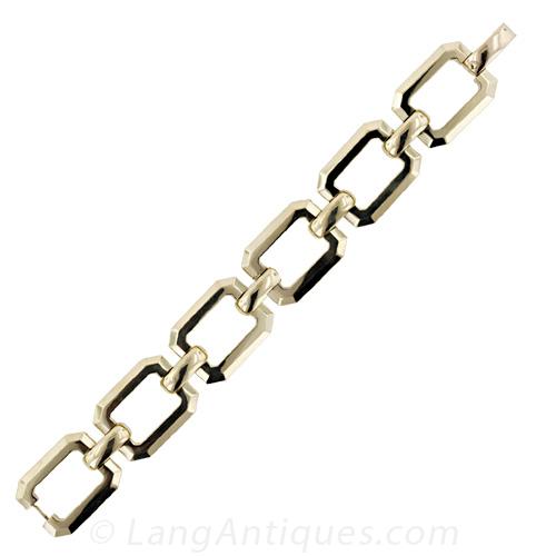 1950's-60's Classic Octagonal Link Gold Bracelet