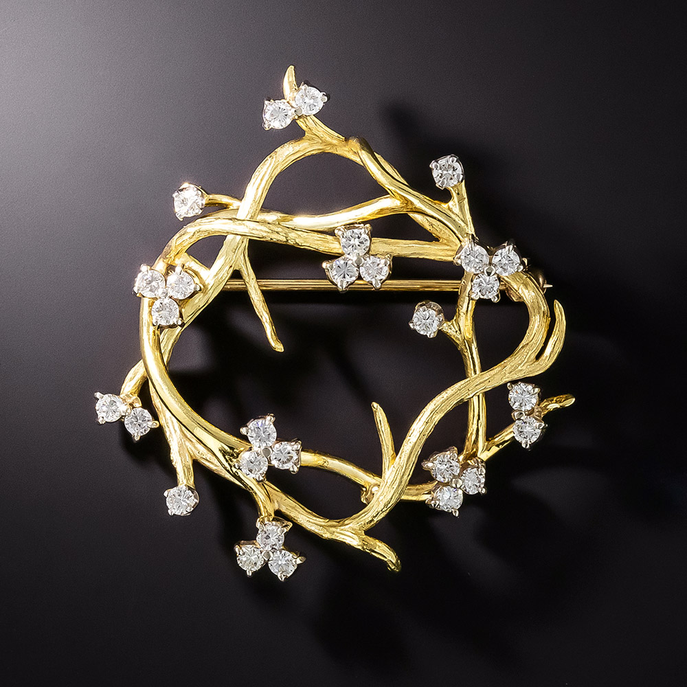 1960s Free-Form Diamond Branch Brooch