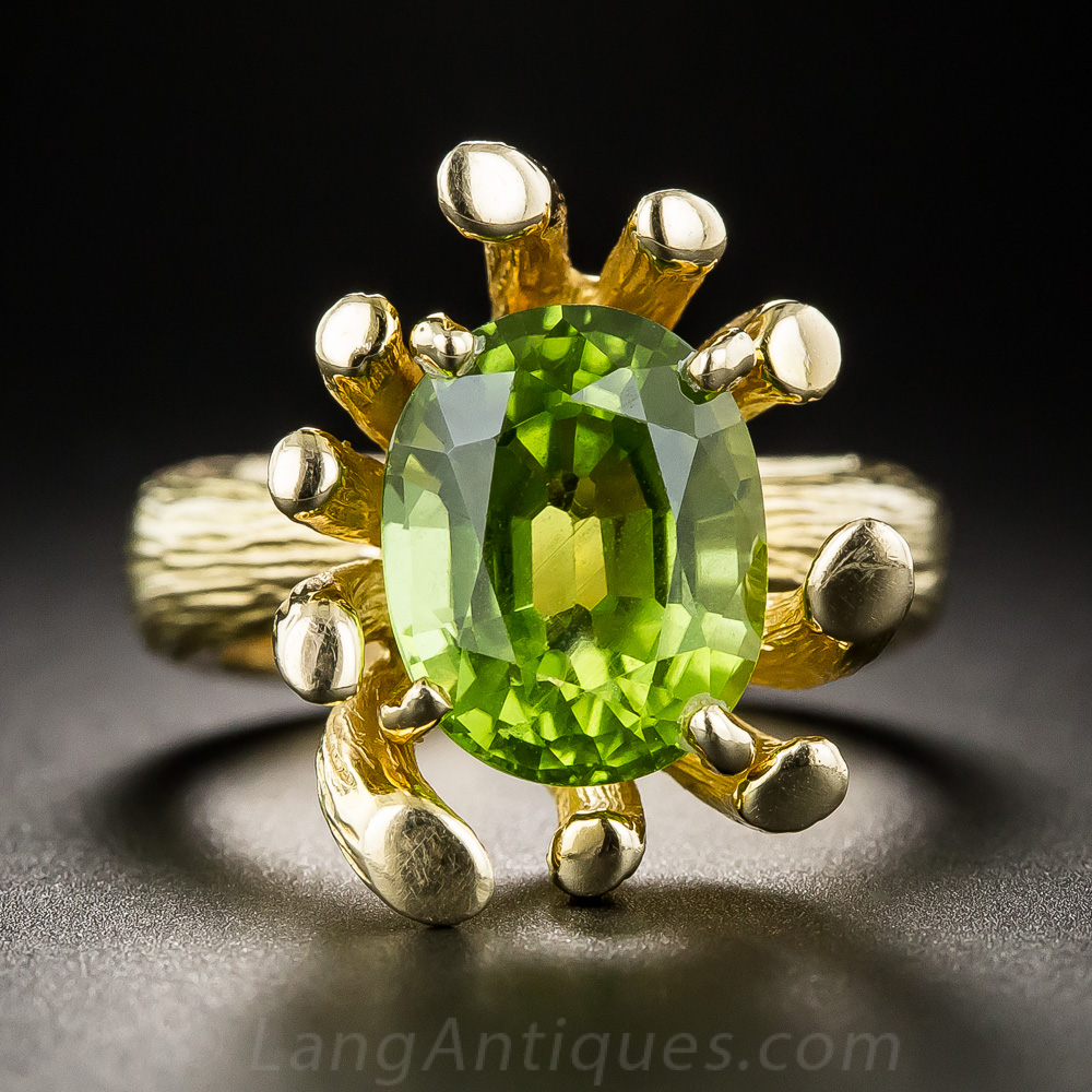 1960s Free Form Peridot Ring