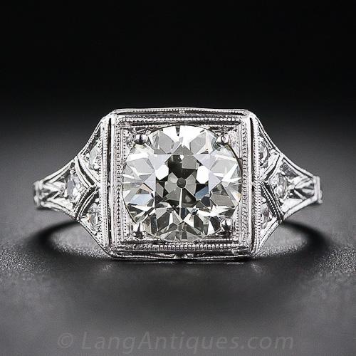 2.10 Carat Diamond Art Deco Engagement Ring