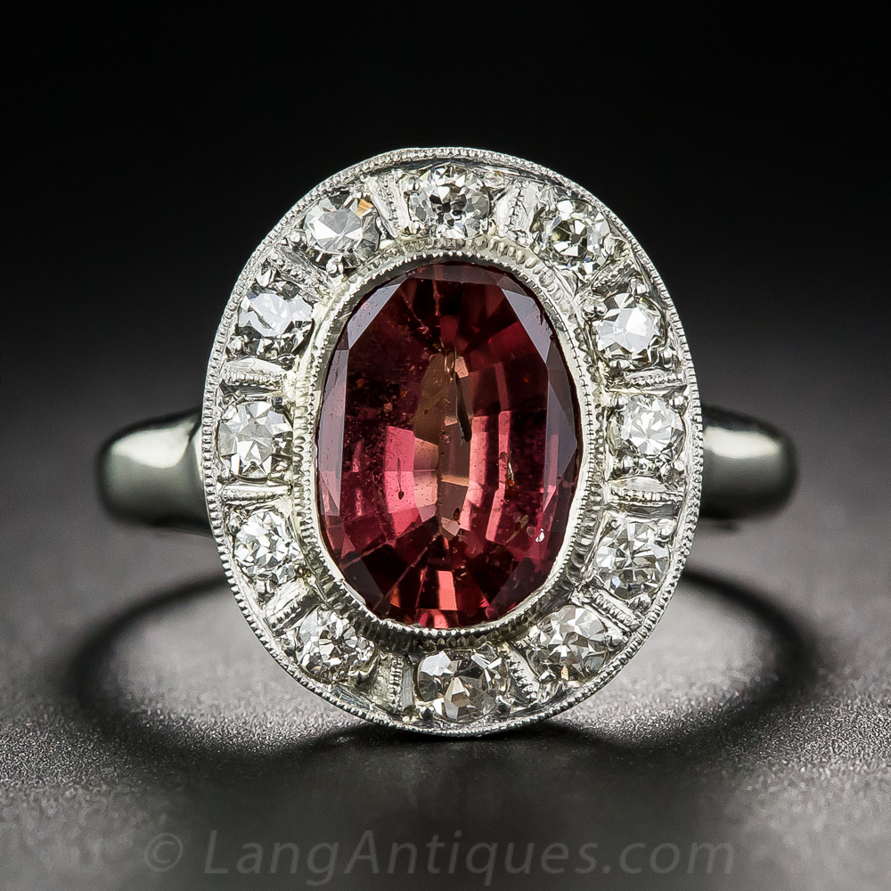 2.50 Carat Deep Orange-Red Sapphire and Diamond Ring