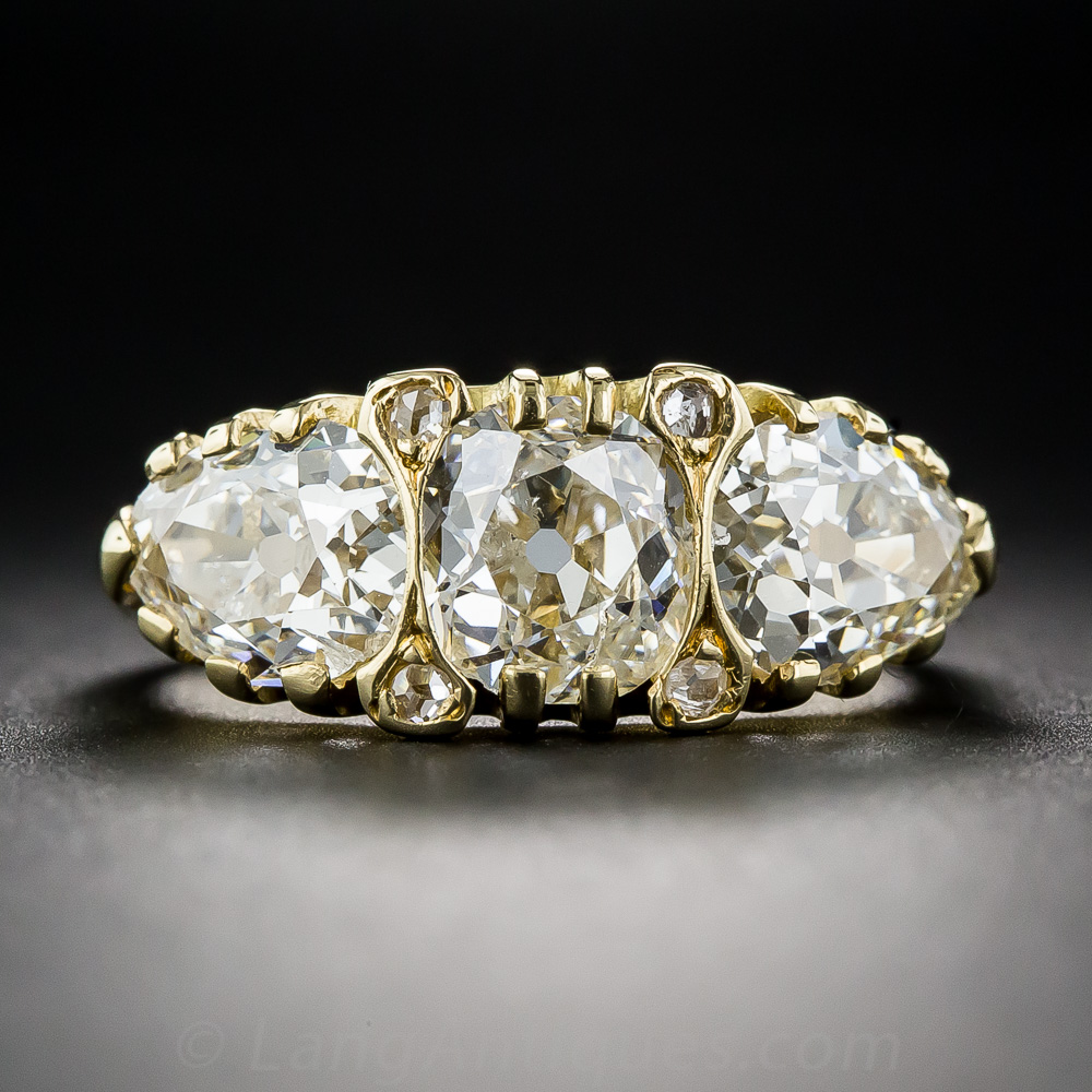 2.66 Carat English Three-Stone Diamond Ring
