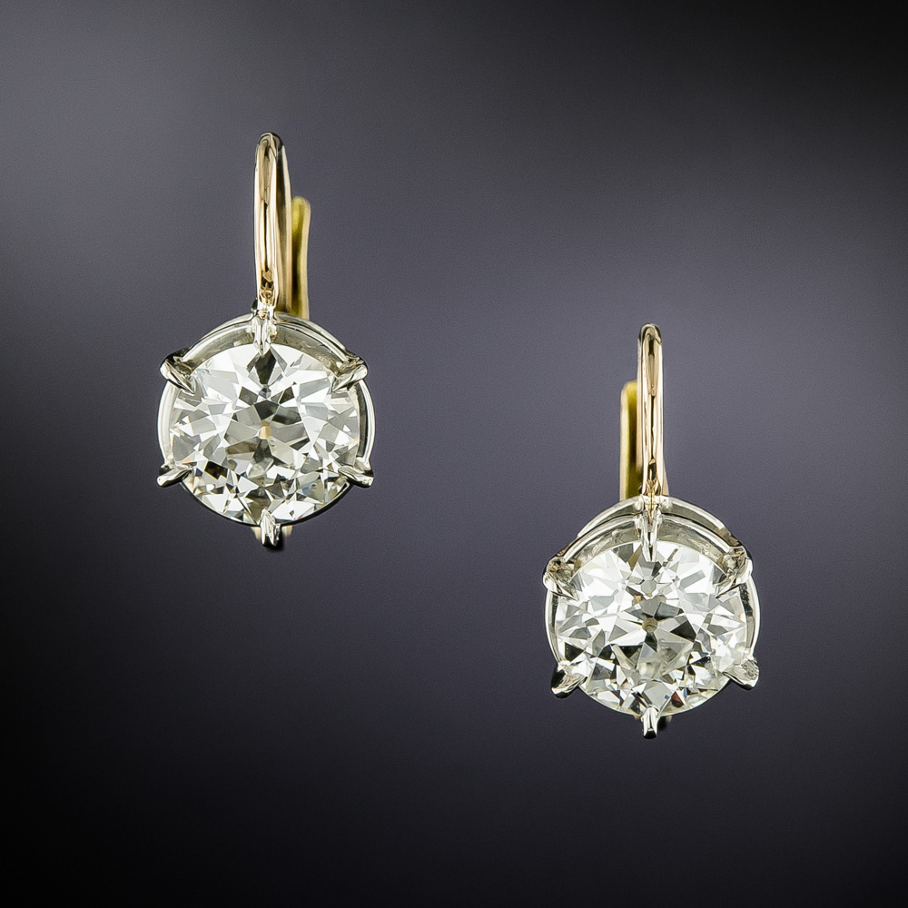 2.78 Carat European-cut Diamond Drop Earrings - GIA