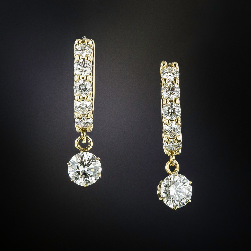 Diamond Half Hoops with Diamond Dangles