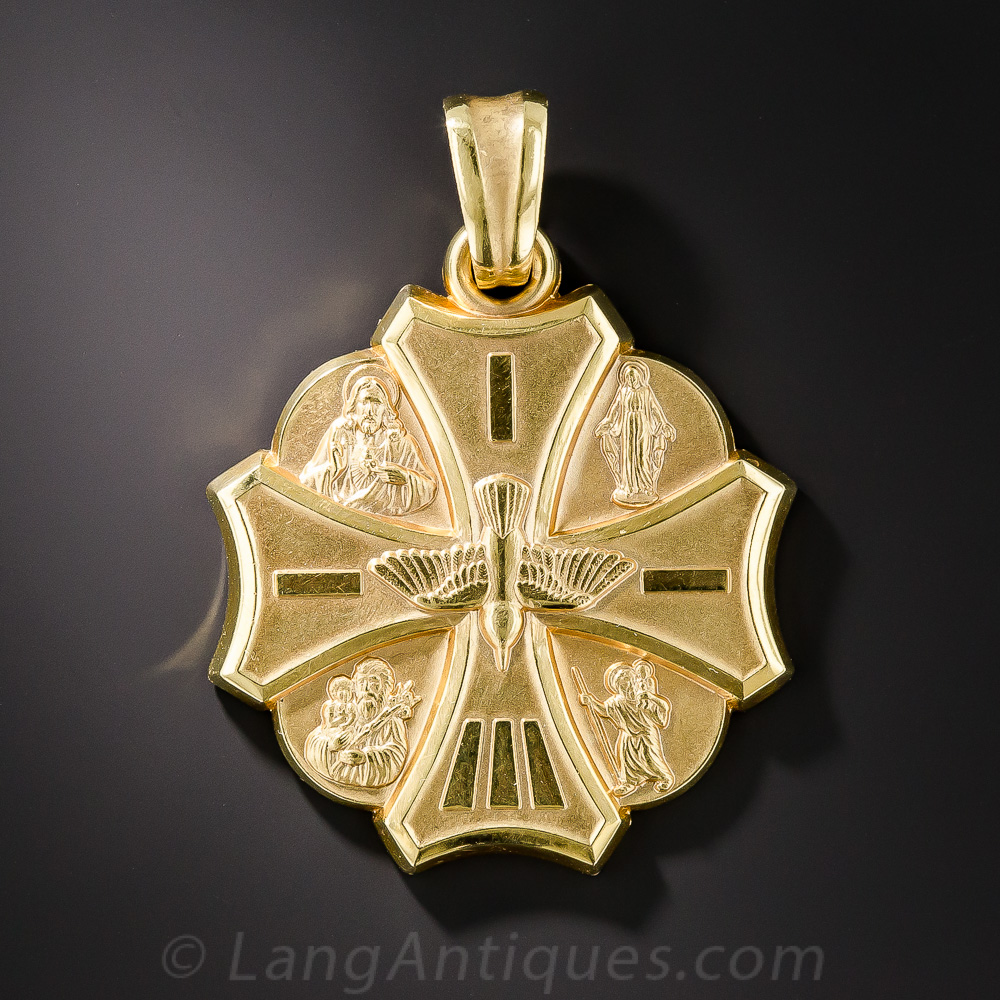 22 Karat Yellow Gold Religious Pendant