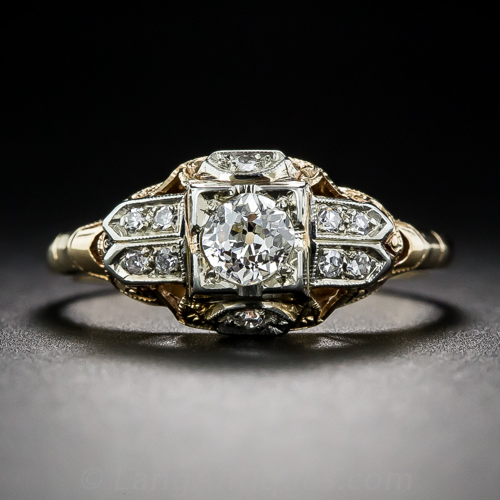 .30 Carat Diamond Two-Tone Art Deco Engagement Ring