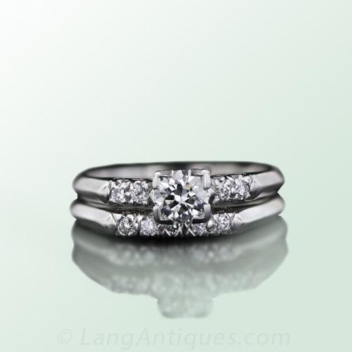 .35 Carat Diamond Wedding Set, Circa 1950's