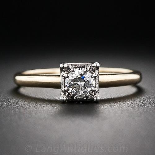 .35 Carat European-Cut Diamond Solitaire