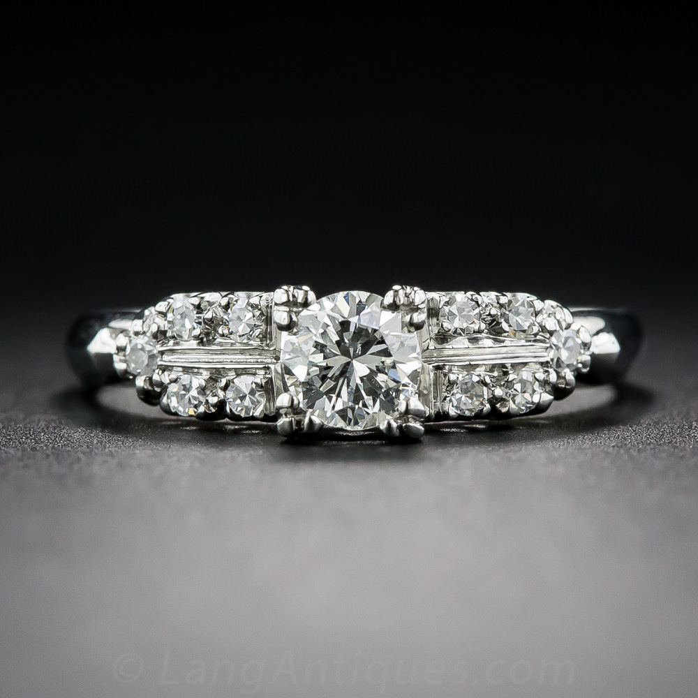 .35 Carat Diamond Platinum Mid-Century Engagement Ring