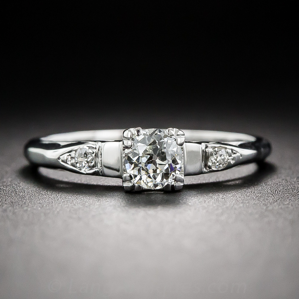 .37 Carat Mine Cut Diamond Mid-Century Engagement Ring
