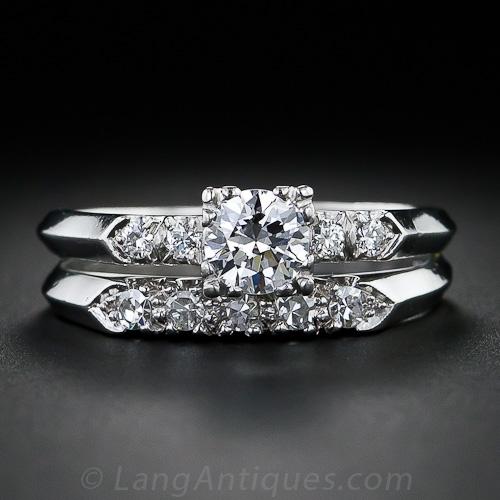 .40 Carat Vintage Diamond Wedding Set