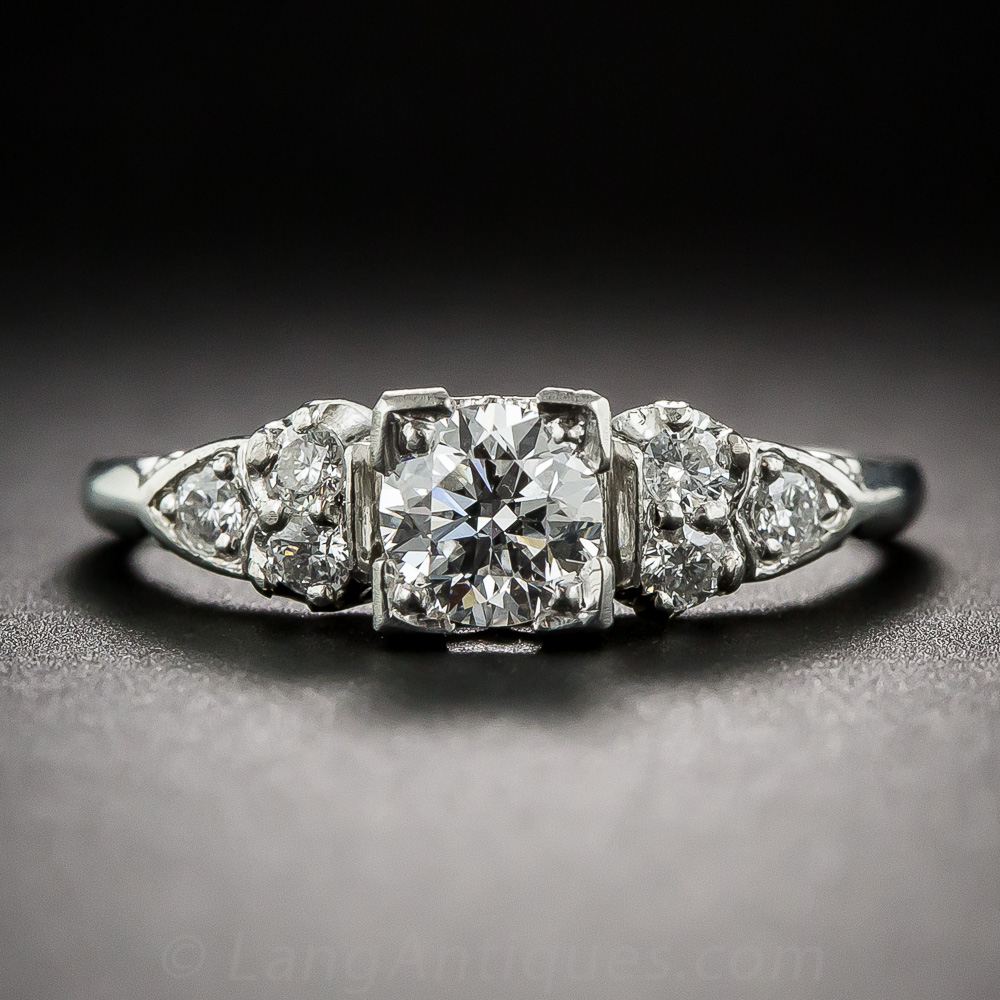 .44 Carat Platinum and Diamond Engagement Ring by Granat Bros.