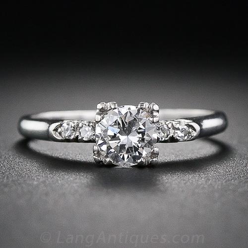 .50 Carat Diamond Mid-Century Platinum Engagement Ring