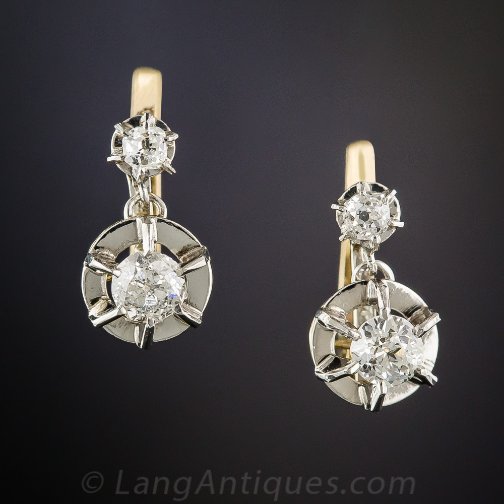 .54 Carat French Vintage Diamond Dangles