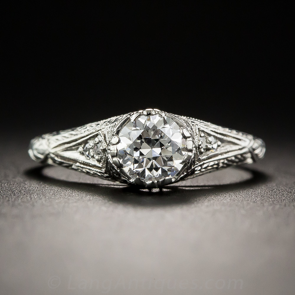 .58 Carat Diamond Platinum Vintage Solitaire Engagement Ring