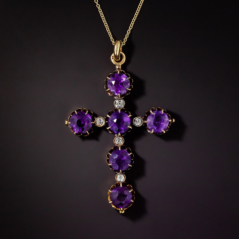 Victorian Amethyst and Diamond Cross