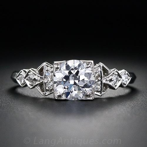 .92 Carat 'E' Color Diamond Art Deco Engagement Ring