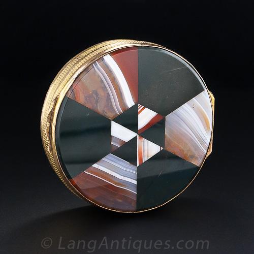 Agate Mosaic Box in Guilded Metal
