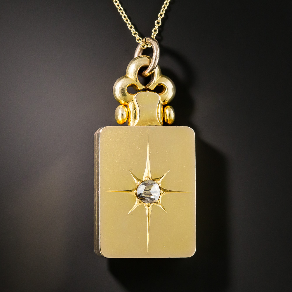 Antique 18K Rose-Cut Diamond Locket Pendant