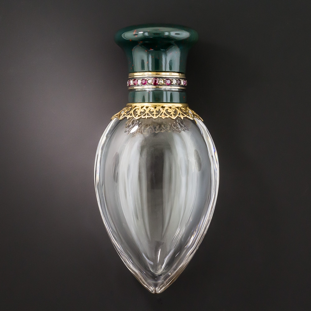 Antique Bloodstone Ruby Diamond Bottle