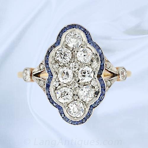 Antique Diamond & Sapphire Dinner Ring