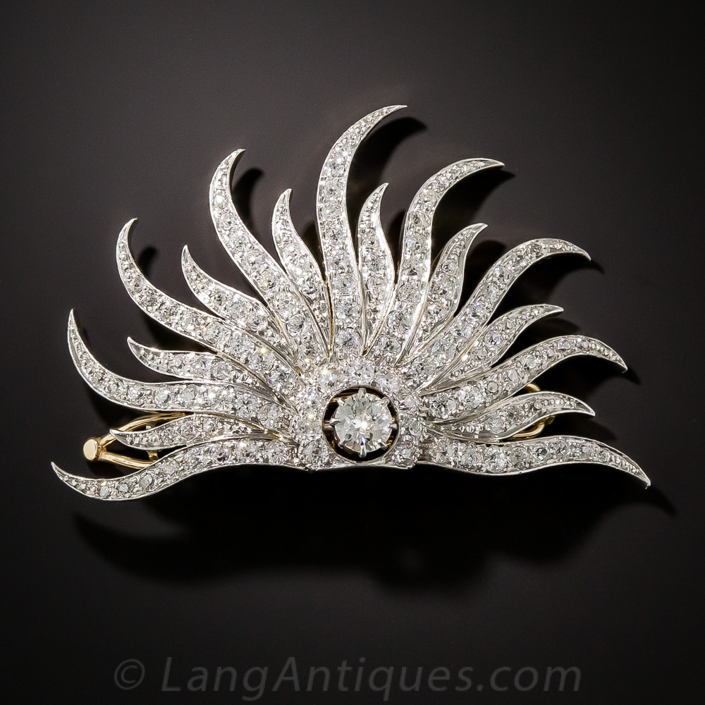 Antique Diamond Sunburst Hair Barrette