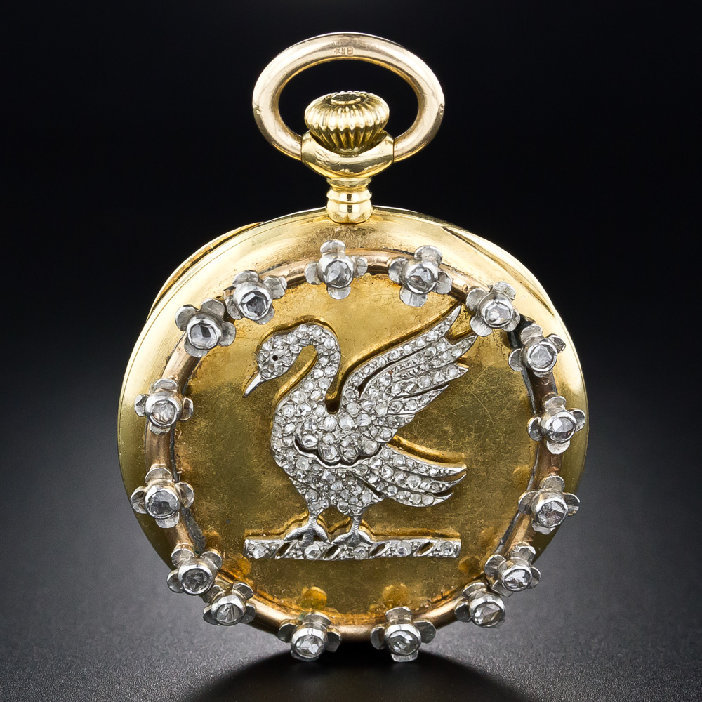 Antique Diamond Swan Pendant Watch