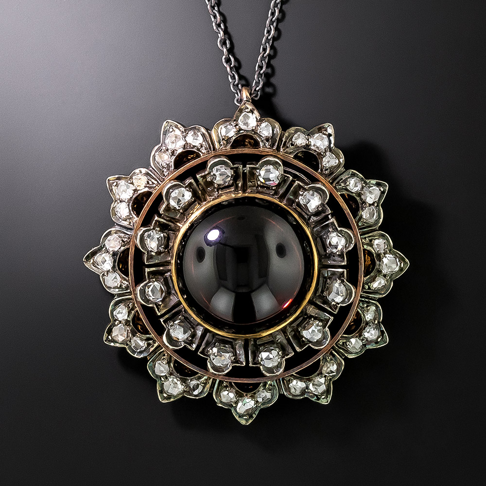Antique French Garnet Circle Pendant