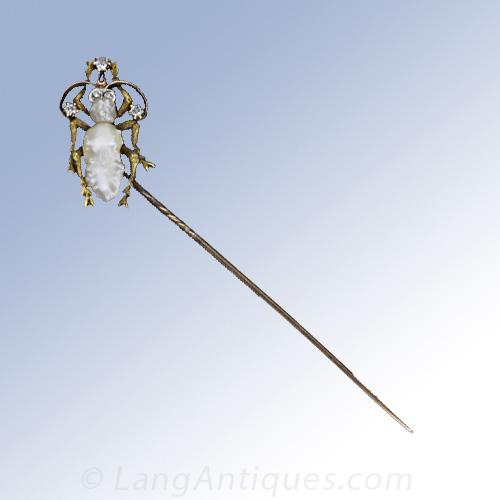 Antique Freshwater Pearl Insect Stick Pin