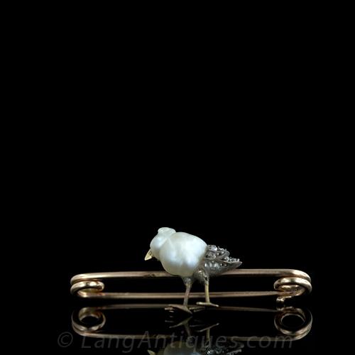 Antique Pearl and Diamond Chick Pin