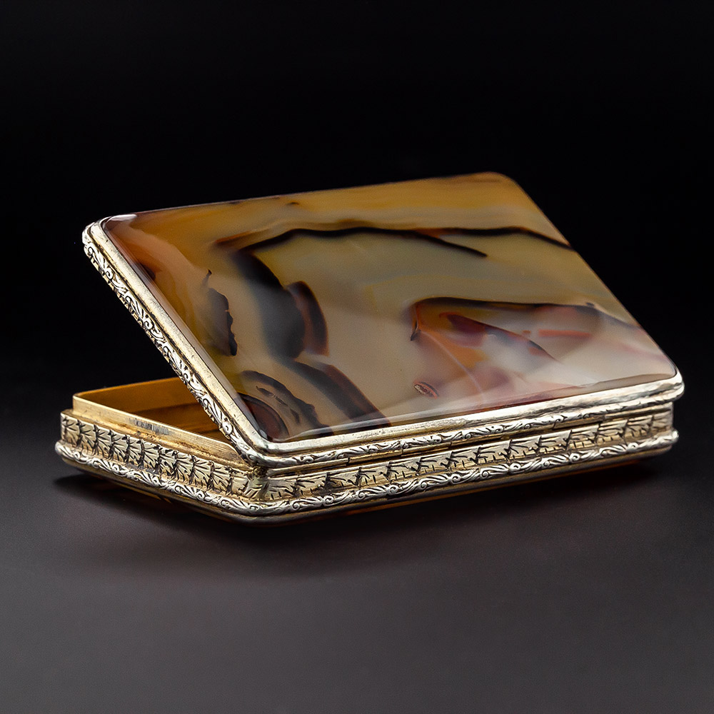 Antique Silver and Agate Box