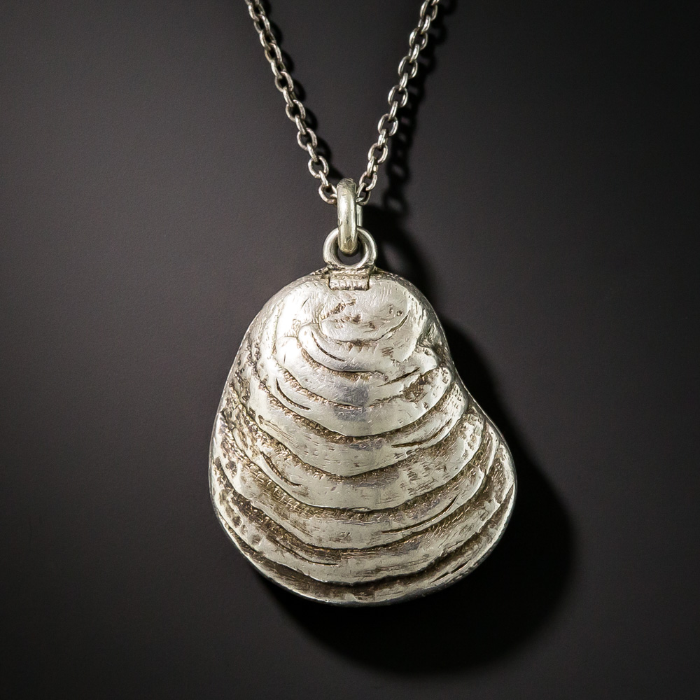 Antique Silver Oyster Pendant Locket