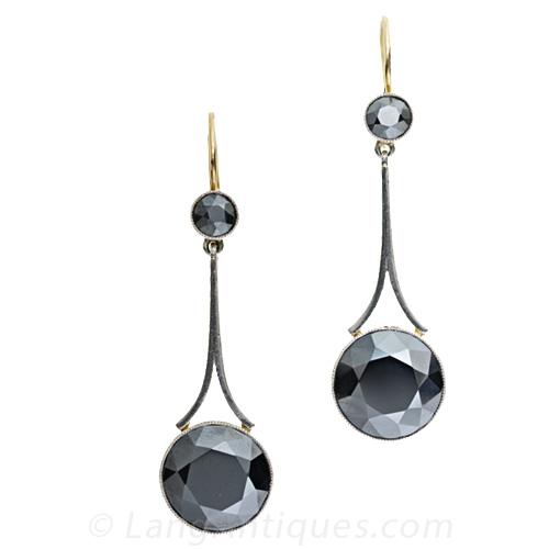 Antique Style Hematite Drop Earrings